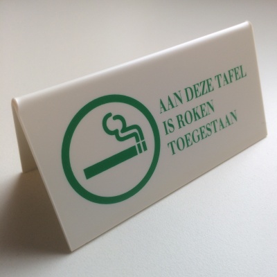 Bordje 125x65mm roken toegestaan