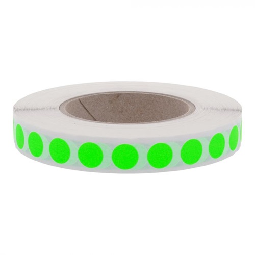 Etiket 12 mm rond fluor groen 1000 stuks op een rol